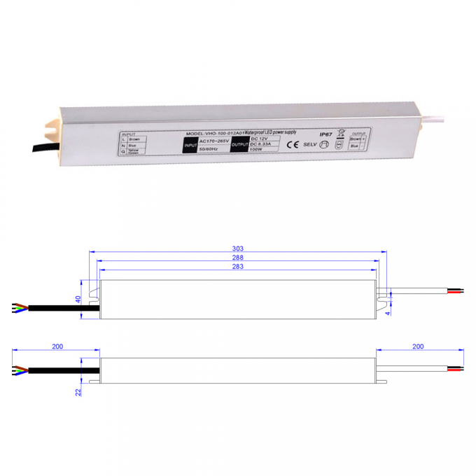 Ip67 Waterproof LED Power Supply 12V 100W Led Driver For Outdoor Light
